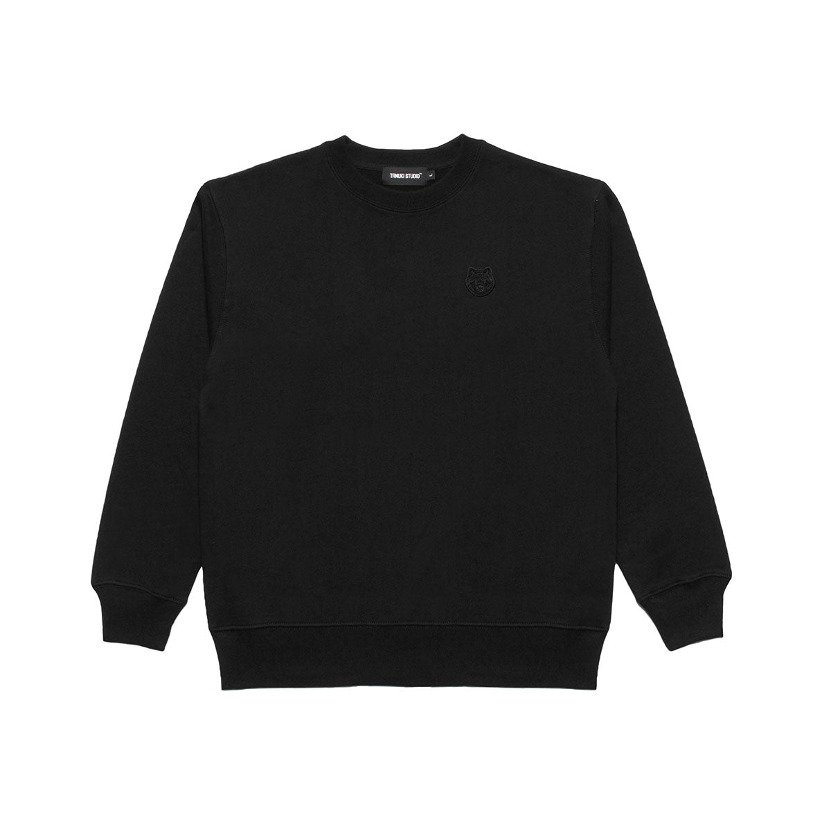 All Black - TANUKI Wappen Heavy Weight "Pile" Sweat Crew Neck - Black ...